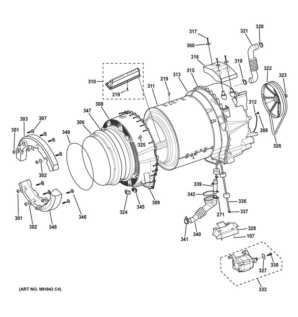 GE Washer Front Load Outer Tub Assembly - WG04F03673 – PARTS OF CANADA LTD